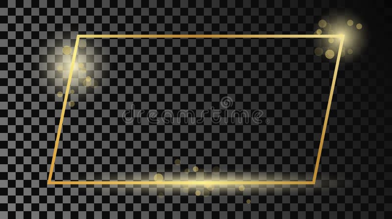 Gold Glowing Rectangular Shape Frame Stock Vector - Illustration of ...