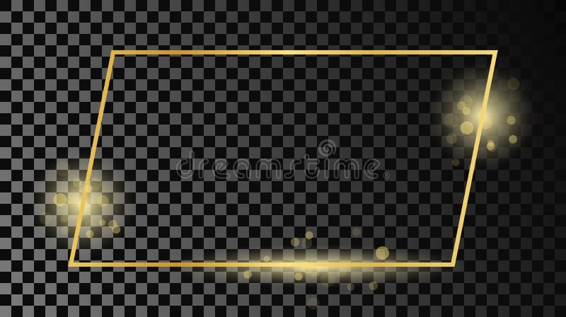 Gold Glowing Rectangular Shape Frame Stock Vector - Illustration of ...