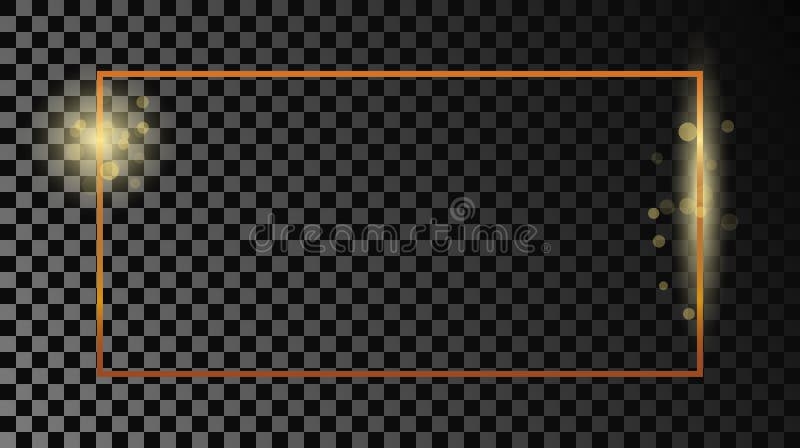 Gold Glowing Rectangular Shape Frame Stock Vector - Illustration of ...