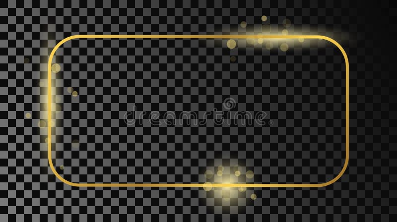 Gold Glowing Rounded Rectangular Frame Stock Vector - Illustration of ...