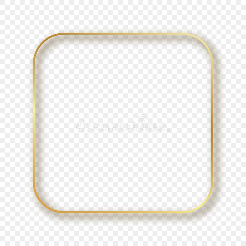 Gold Glowing Rounded Square Frame with Shadow Stock Vector ...