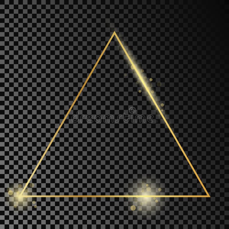 Gold Glowing Triangle Frame Isolated on Dark Transparent Background ...