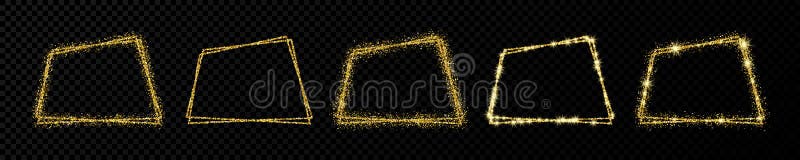 Set of Five Gold Double Trapezoid Frames Stock Vector - Illustration of ...