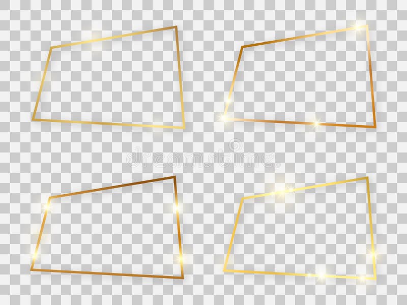Set of Four Gold Shiny Rectangular Frames Stock Vector - Illustration ...