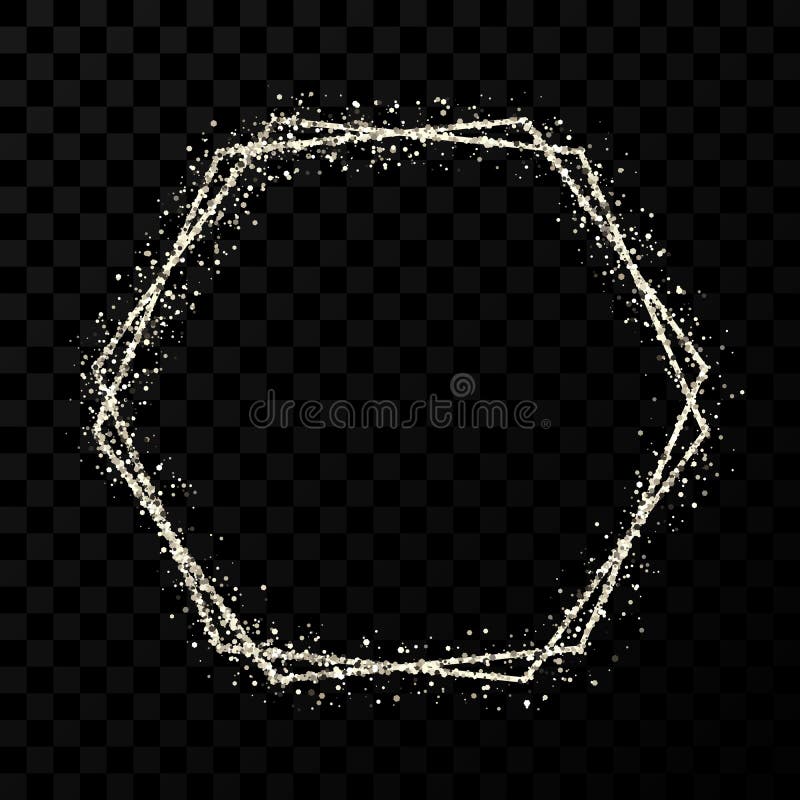 Silver Shiny Double Hexagon Frame with Light Effects Stock Vector ...