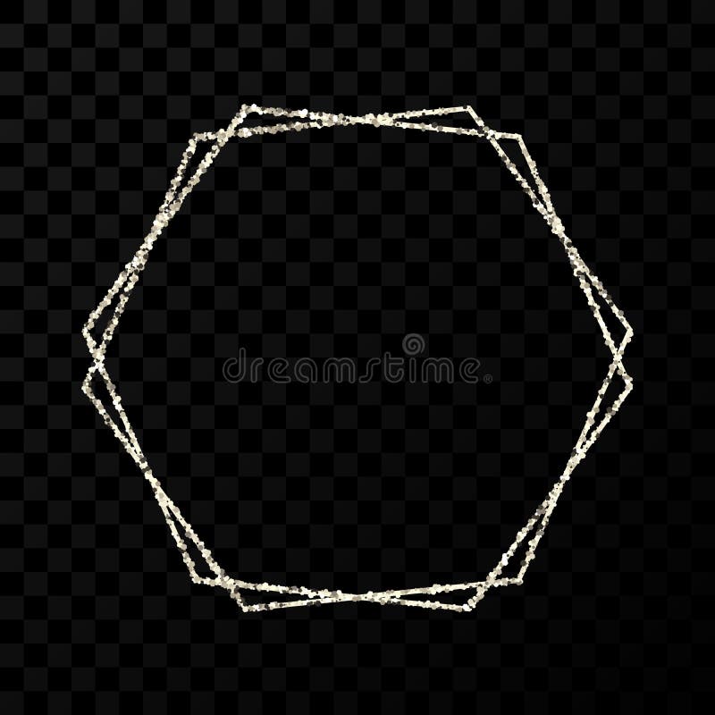 Silver Shiny Double Hexagon Frame with Light Effects Stock Vector ...