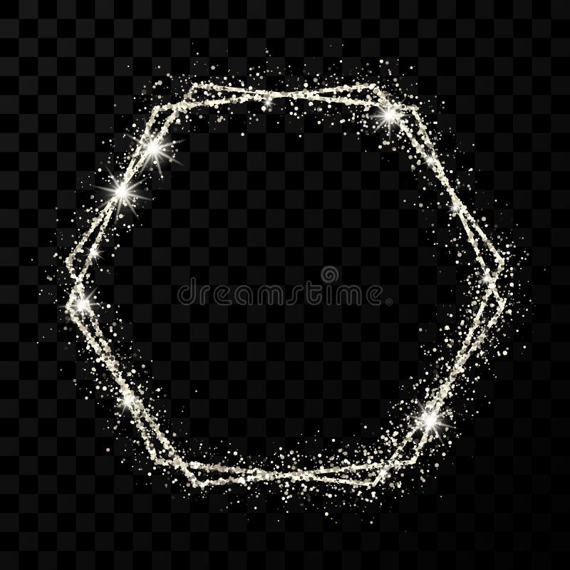 Silver Shiny Double Hexagon Frame with Light Effects Stock Vector ...