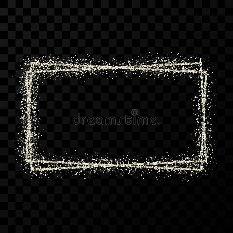 Silver Shiny Double Rectangle Frame with Light Effects Stock Vector ...