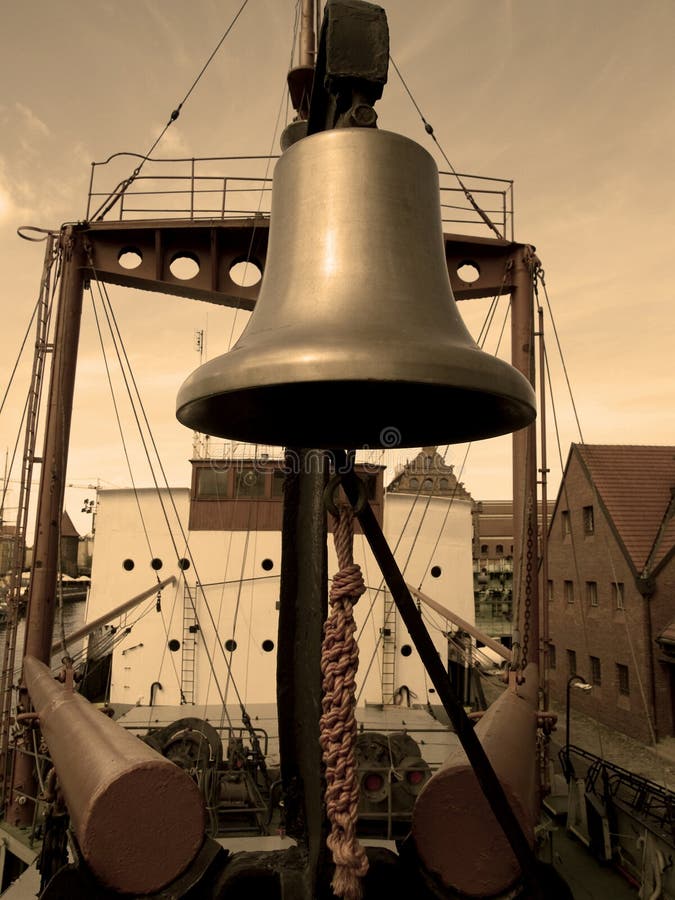 Old Ship Deck with Copper Bell Stock Image - Image of transportation ...
