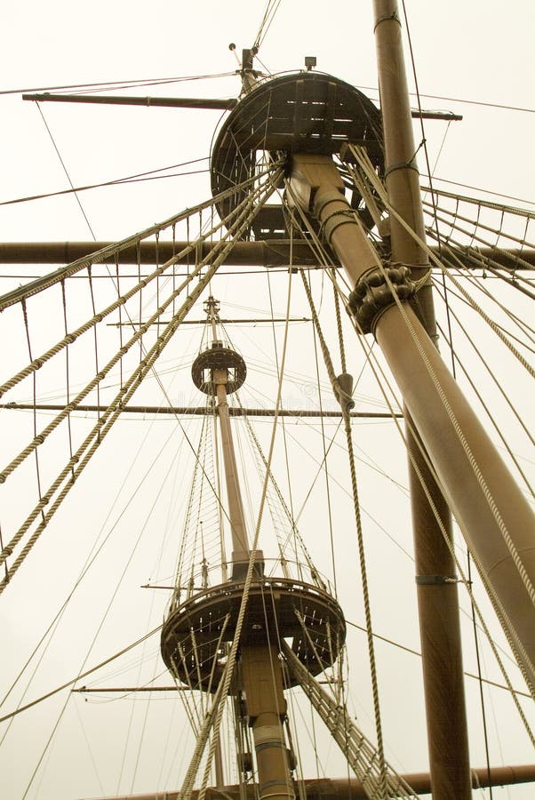 Masts and Rigging of a Sailing Ship Stock Image - Image of galleon ...