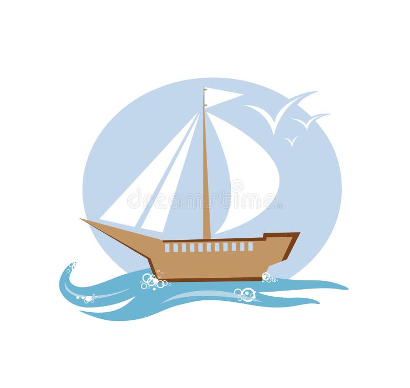 Sail ship wave icon stock vector. Illustration of isolated - 41638557