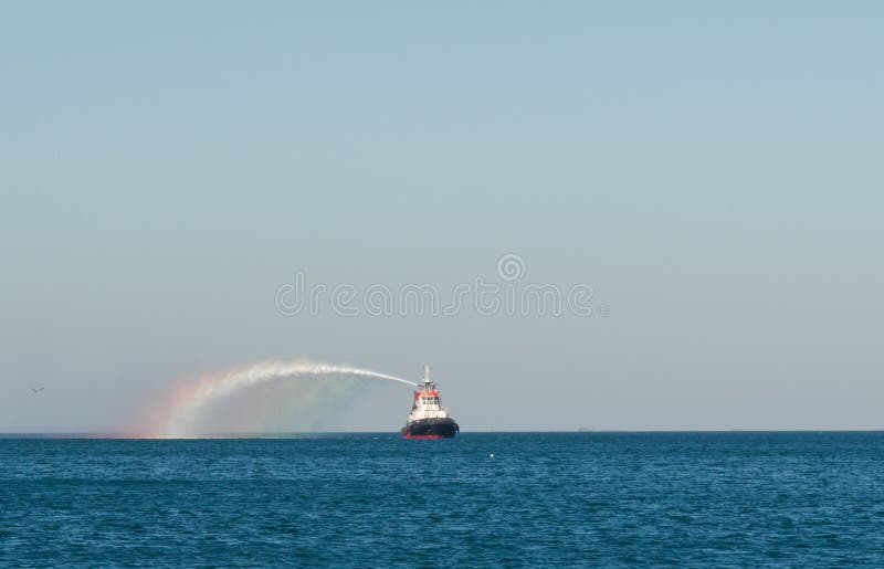 Boat`s water spray system stock photo. Image of ship - 128368360