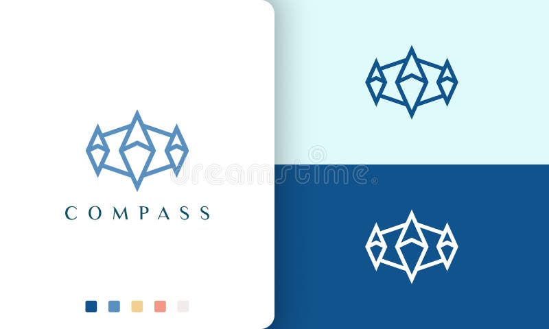 Ship or Adventure Logo Vector Design with Simple and Modern Compass ...