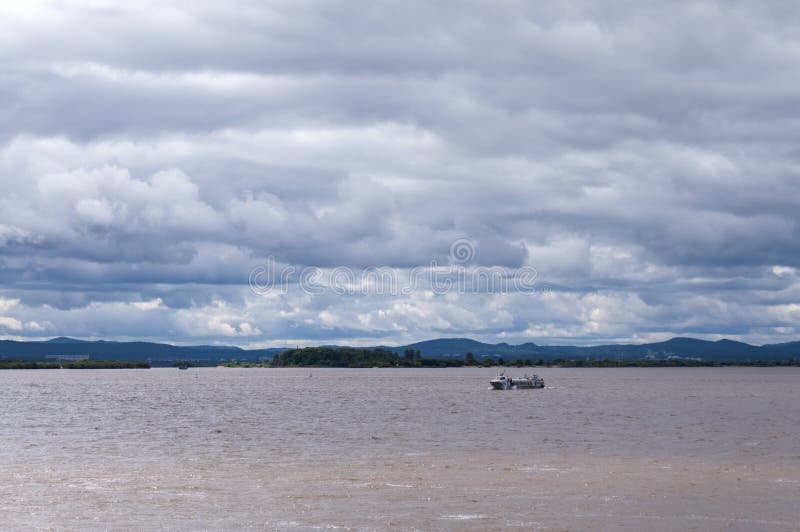 Ship on the Amur River stock image. Image of river, eraquo - 194105445