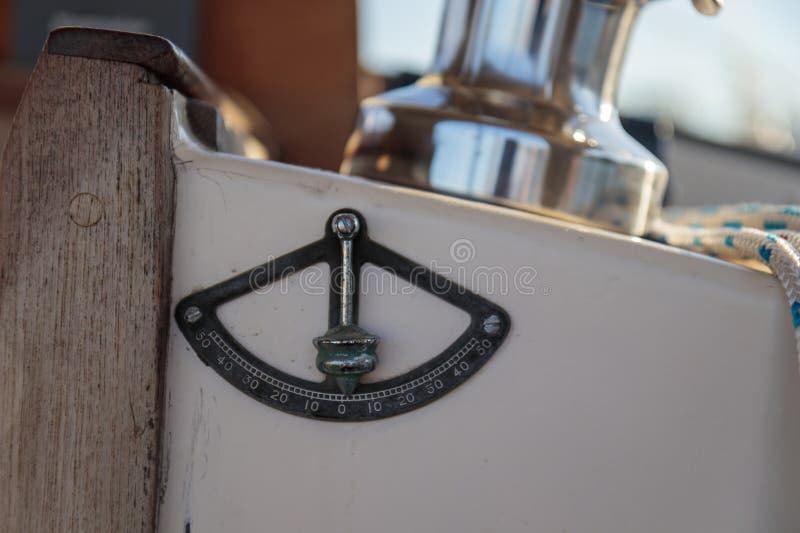 Ship Analog Inclinometer Installed Inside the Ship. Inclinometer, a ...