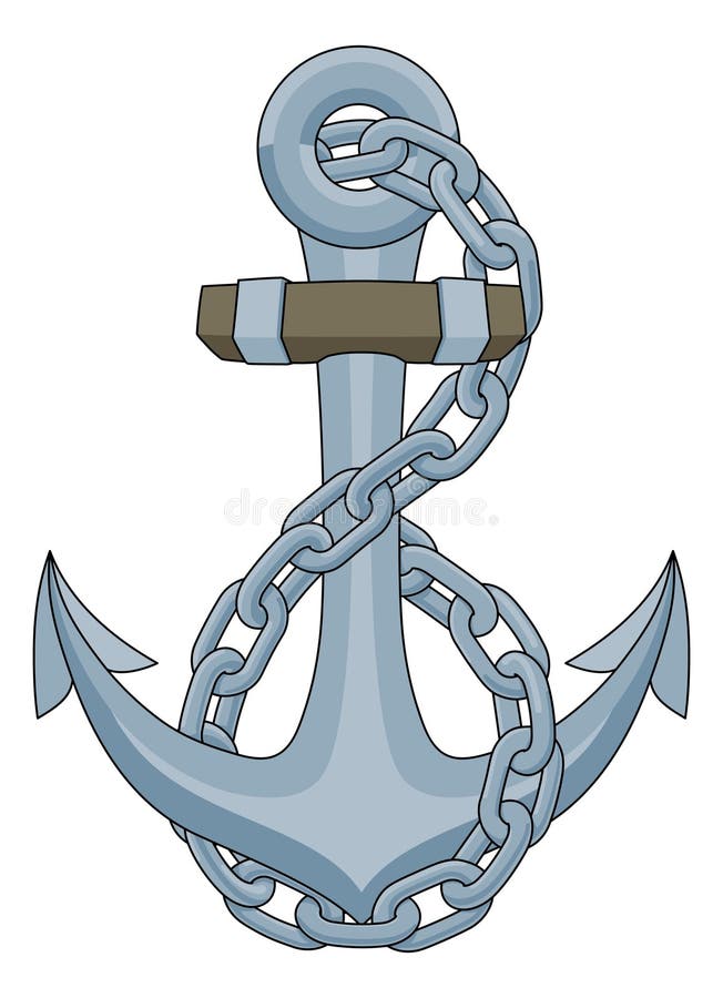Ship Anchor Boat Chain Nautical Illustration Stock Vector ...