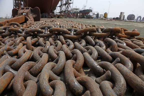 Ship anchor chain stock image. Image of manufacturing - 386632873