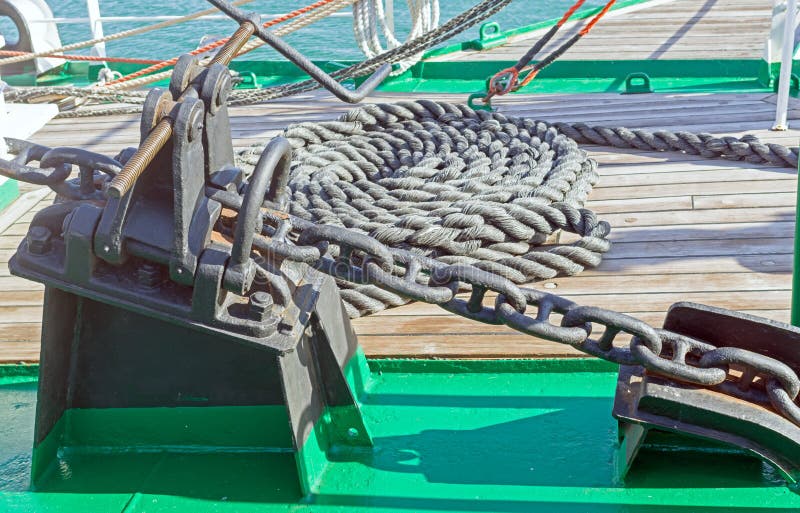 Ship Anchor Chain on the Boat Stock Image - Image of fluvial, hoist ...