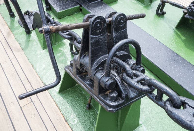 Ship Anchor Chain on the Boat Stock Photo - Image of sailboat, nautical ...