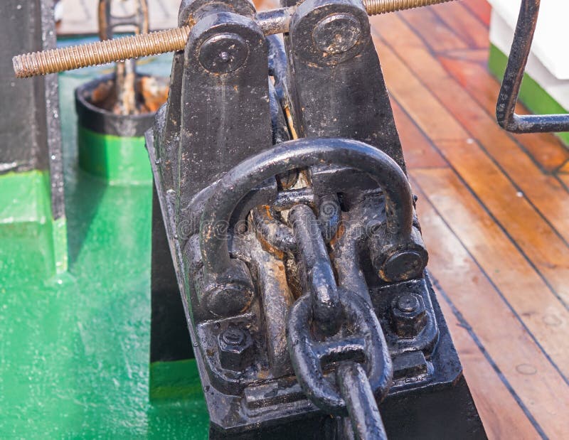 Ship Anchor Chain on the Boat Stock Image - Image of fluvial, hoist ...