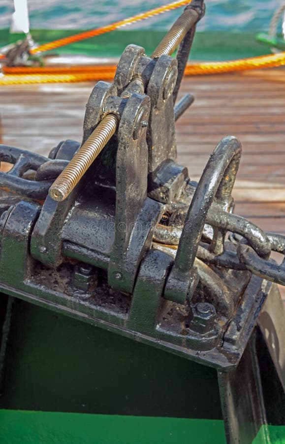 Ship Anchor Chain on the Boat Stock Image - Image of hydraulically ...