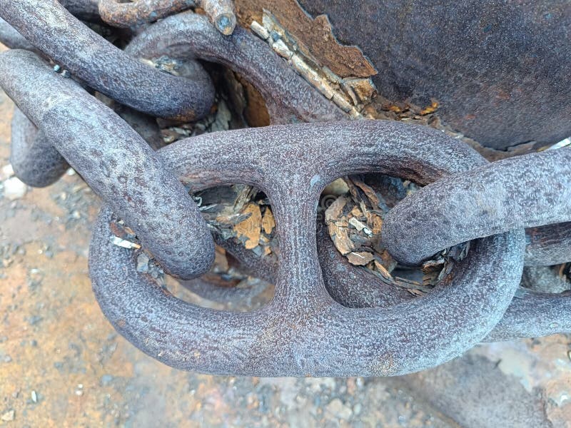 Ship Anchor Chains that are Rusty and Damaged Due To Corrosion Stock ...