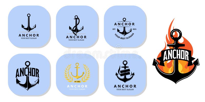 Ship Anchor Logo Icon Vector, Port, Retro Design Illustration Stock ...