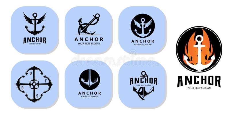 Ship Anchor Logo Icon Vector, Port, Retro Design Illustration Stock ...