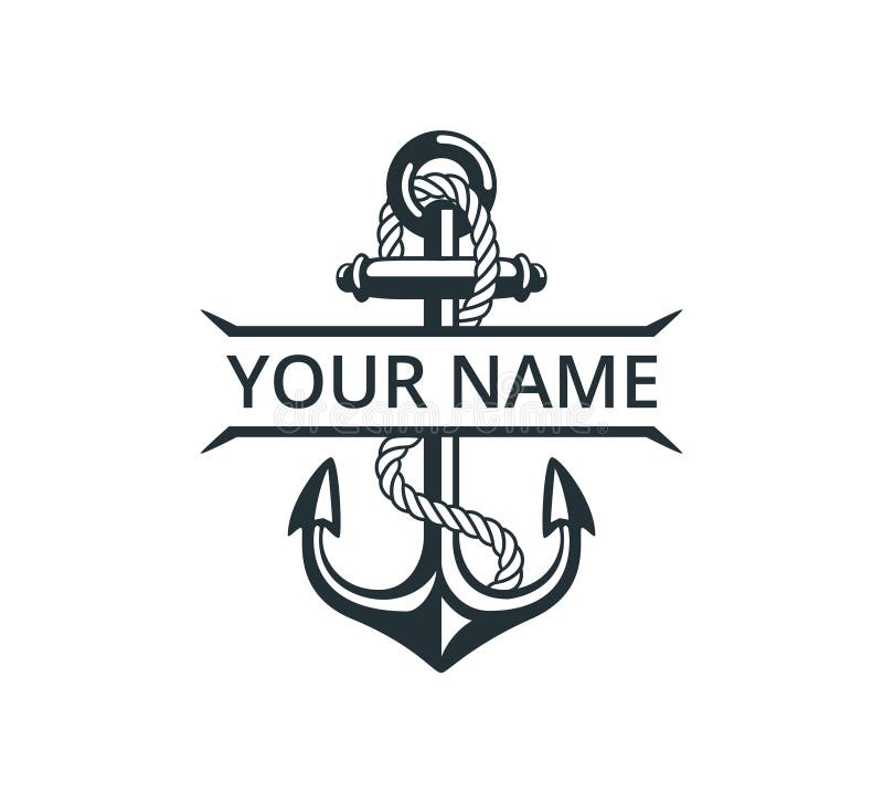 Ship Anchor Split Name with Rope Vector Graphic Design for Logo and ...