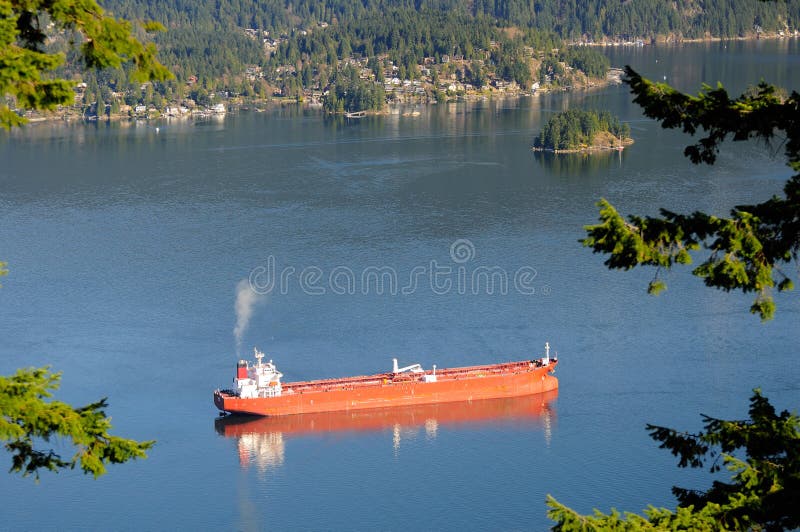 Ship Anchoring in a Sea Inlet Stock Image - Image of branch, bright ...