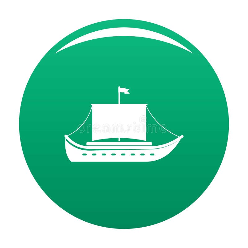 Ancient Ship Icon, Flat Style Stock Illustration - Illustration of sail ...