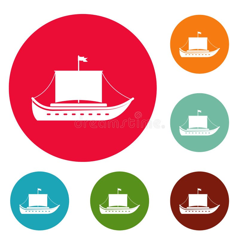 Ship Ancient Icons Circle Set Vector Stock Vector - Illustration of ...