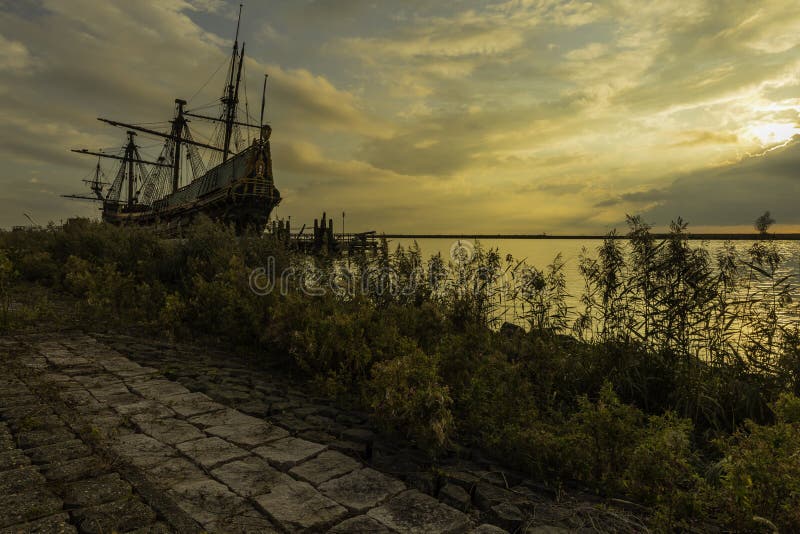 Batavia and Sitting Man in Lelystad Editorial Stock Photo - Image of ...