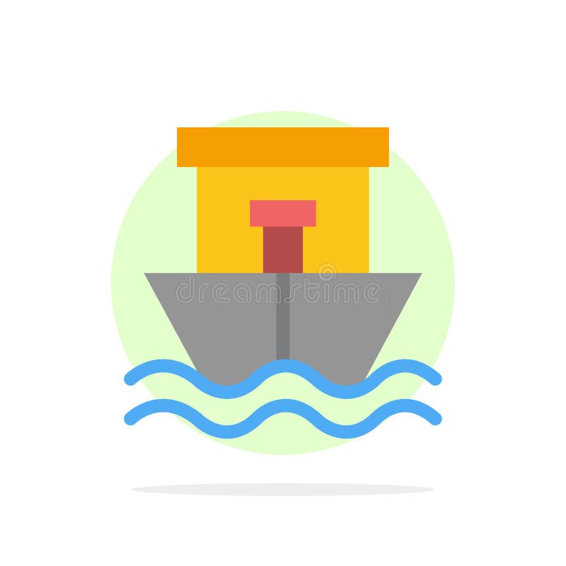 Ship, Beach, Boat, Summer Abstract Circle Background Flat Color Icon ...