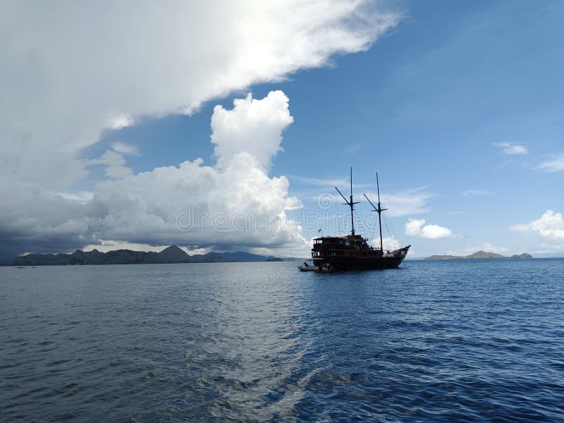 Ship at Beautiful Blue Ocean Labuan Bajo Stock Photo - Image of labuan ...