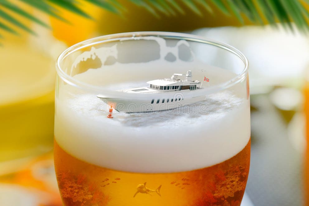 Ship in a Beer Glass Computer Retouching Stock Photo - Image of summer ...