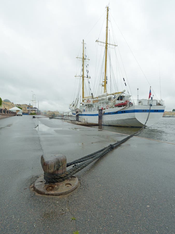 Secured Rope Rigging Lines Tied on Deck of Sailing Ship Stock Photo ...