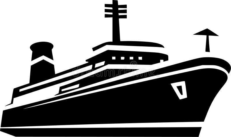 Ship - Black and White Vector Illustration Stock Vector - Illustration ...