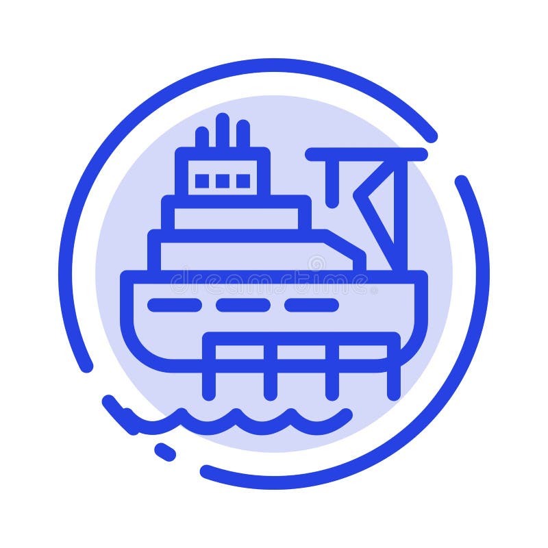 Ship, Boat, Cargo, Construction Blue Dotted Line Line Icon Stock Vector ...