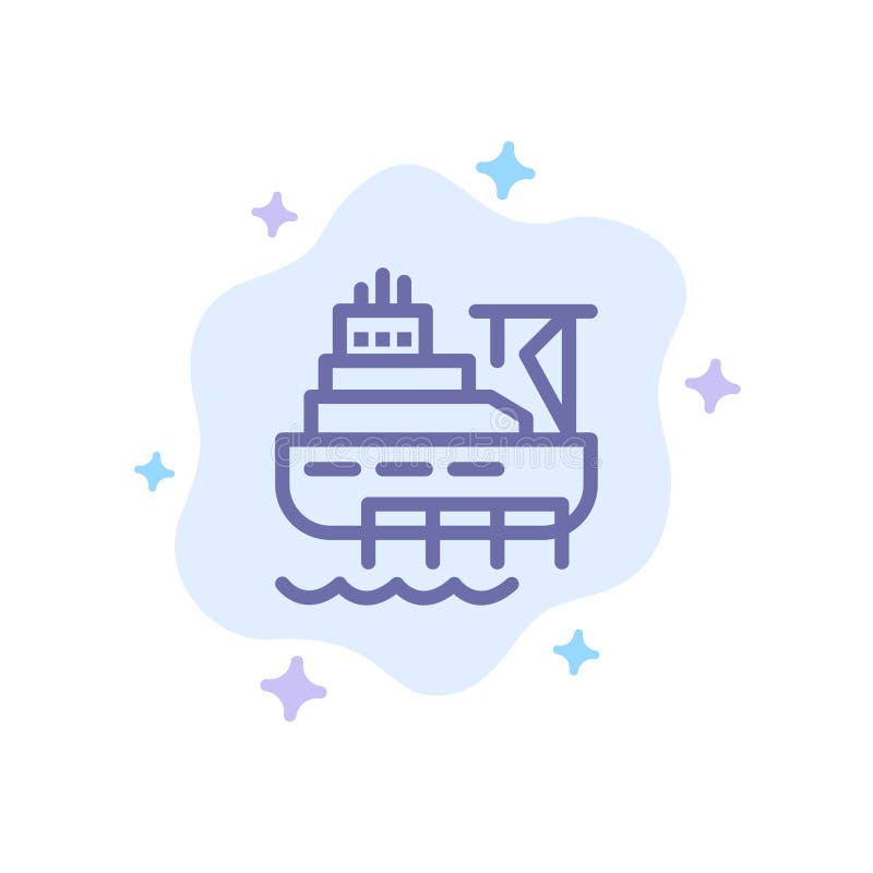 Ship, Boat, Cargo, Construction Blue Icon on Abstract Cloud Background ...