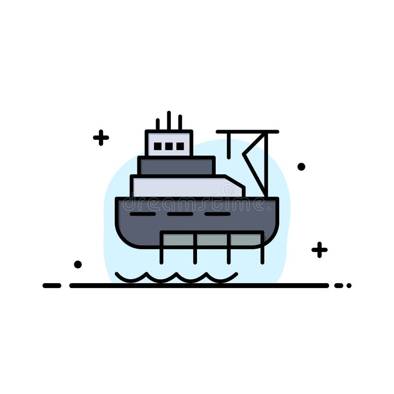 Ship, Boat, Cargo, Construction Business Flat Line Filled Icon Vector ...