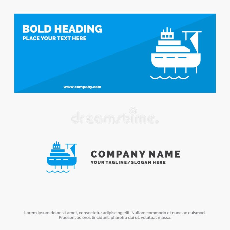Ship, Boat, Cargo, Construction SOlid Icon Website Banner and Business ...
