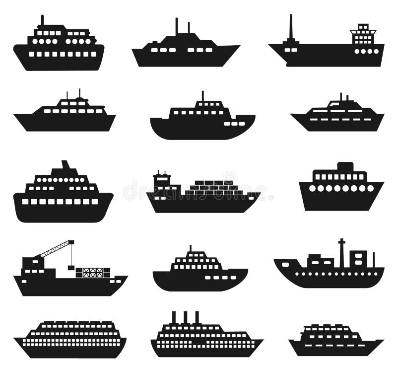 Ship and boat icon set. stock vector. Illustration of cartoon - 62895497
