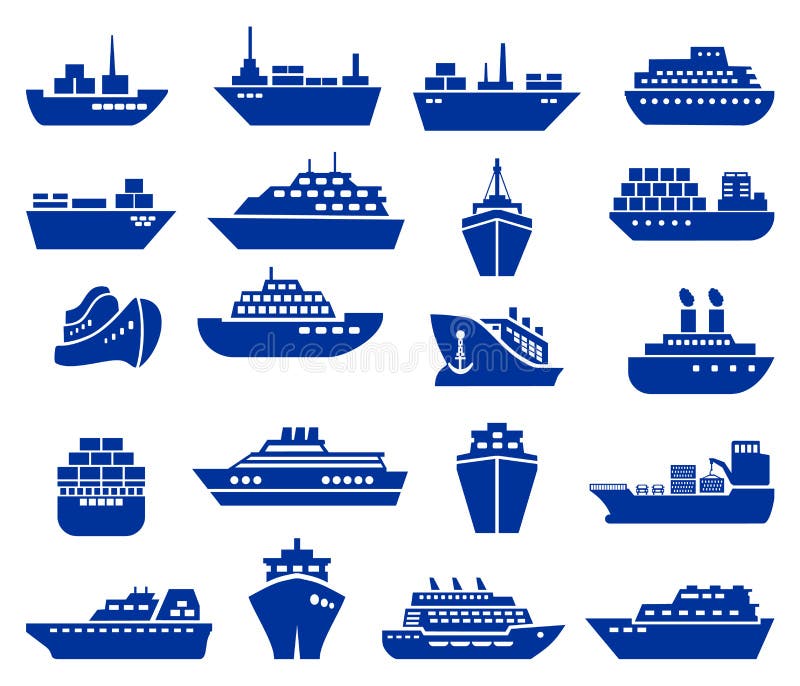 Ship and boat icon set. stock vector. Illustration of drawing - 62895536