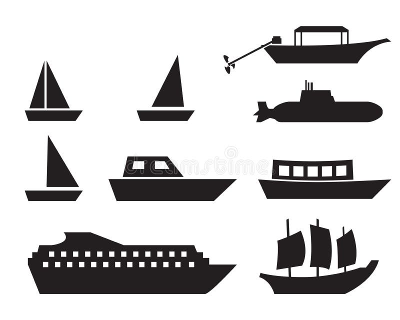 Ship and Boat Icons in Simple Style, Vector Stock Vector - Illustration ...