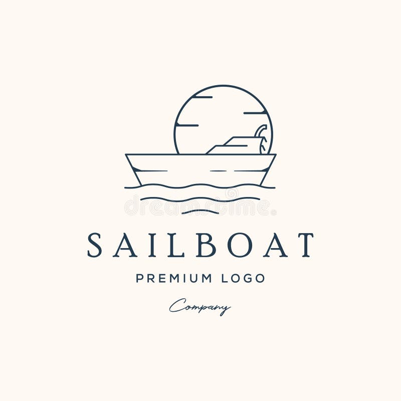 Ship Boat Line Art Logo Vector Illustration Design, Sailing Ship Logo ...