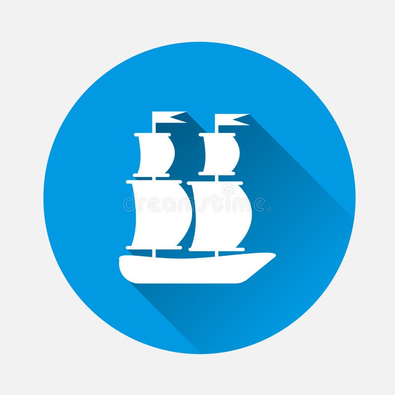 Ship, Boat. Sail Ship on Blue Background Stock Vector - Illustration of ...