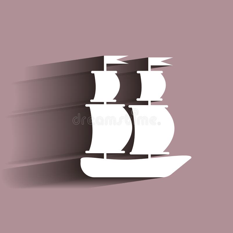 Ship, Boat. Sail Ship. Illustration with Shadow Design Stock Vector ...