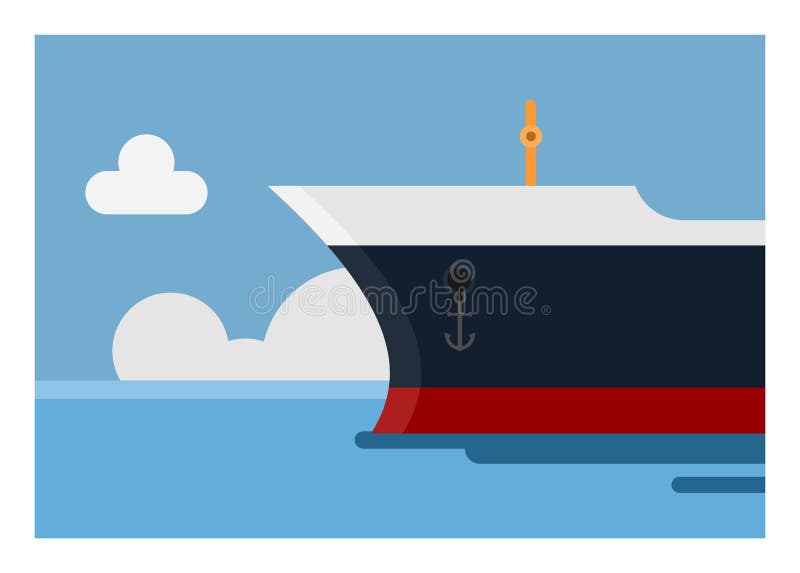 Ship Bow. Front Part of a Ship Sailing on the Sea. Simple Flat ...