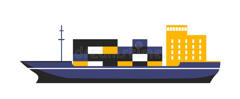 Ship with Boxes and Containers Stock Illustration - Illustration of ...